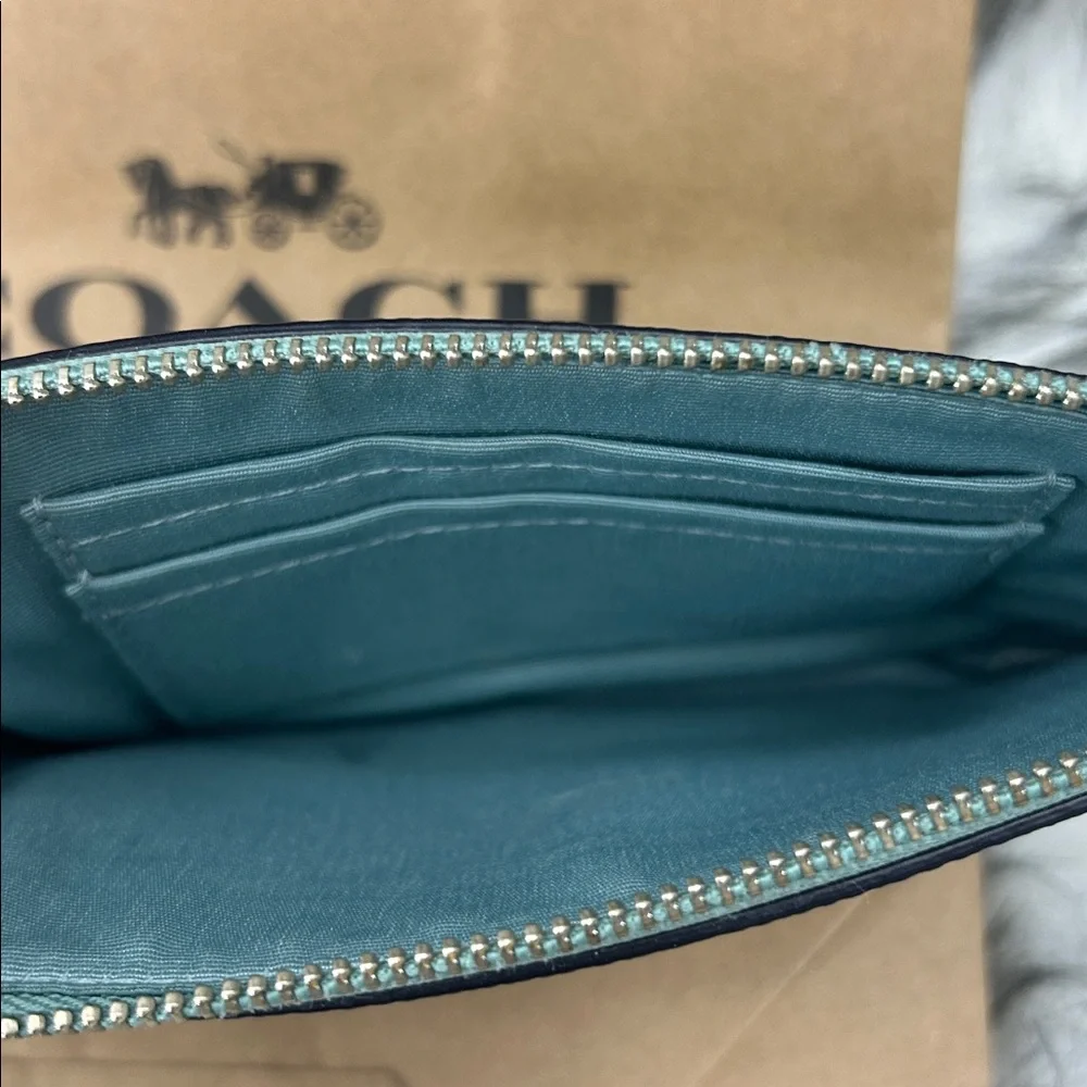 Coach | Bags | Coach Seafoam Green Leather Wristlet Euc | Poshmark